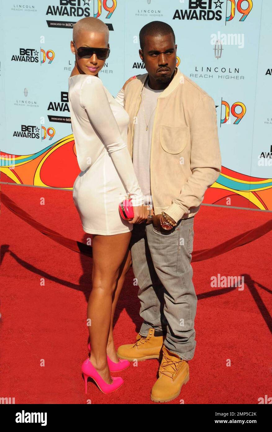 Amber Rose and Kanye West at the BET Awards 2009 at the Shrine ...