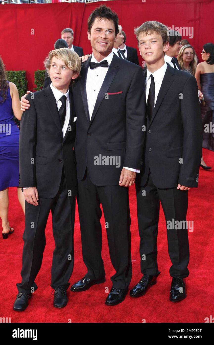 Rob Lowe and sons at the Emmy Awards at the Nokia Theatre. Los Angeles ...