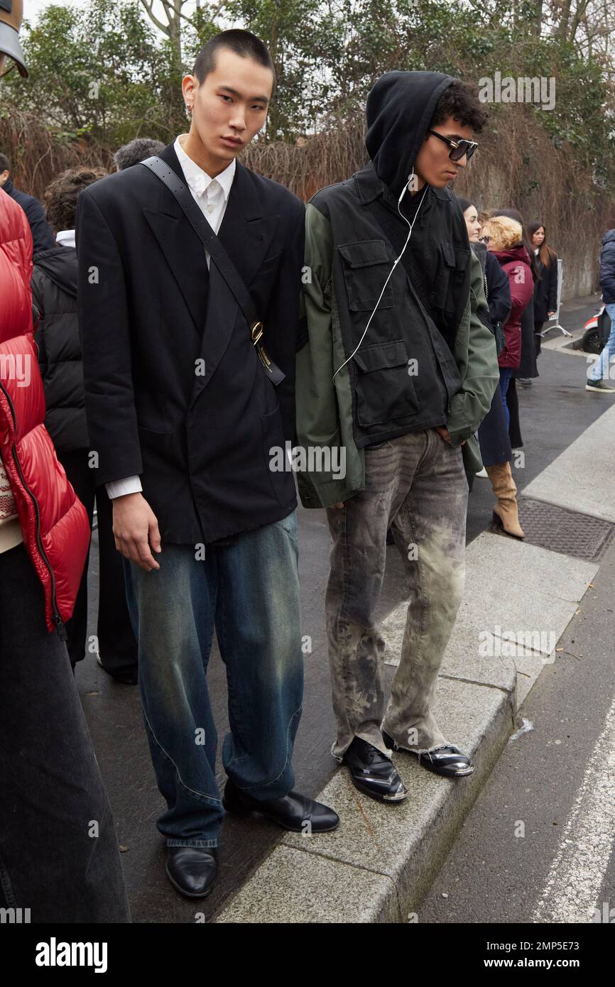 MILAN, ITALY - JANUARY 15, 2023: Top models after Etro fashion show ...
