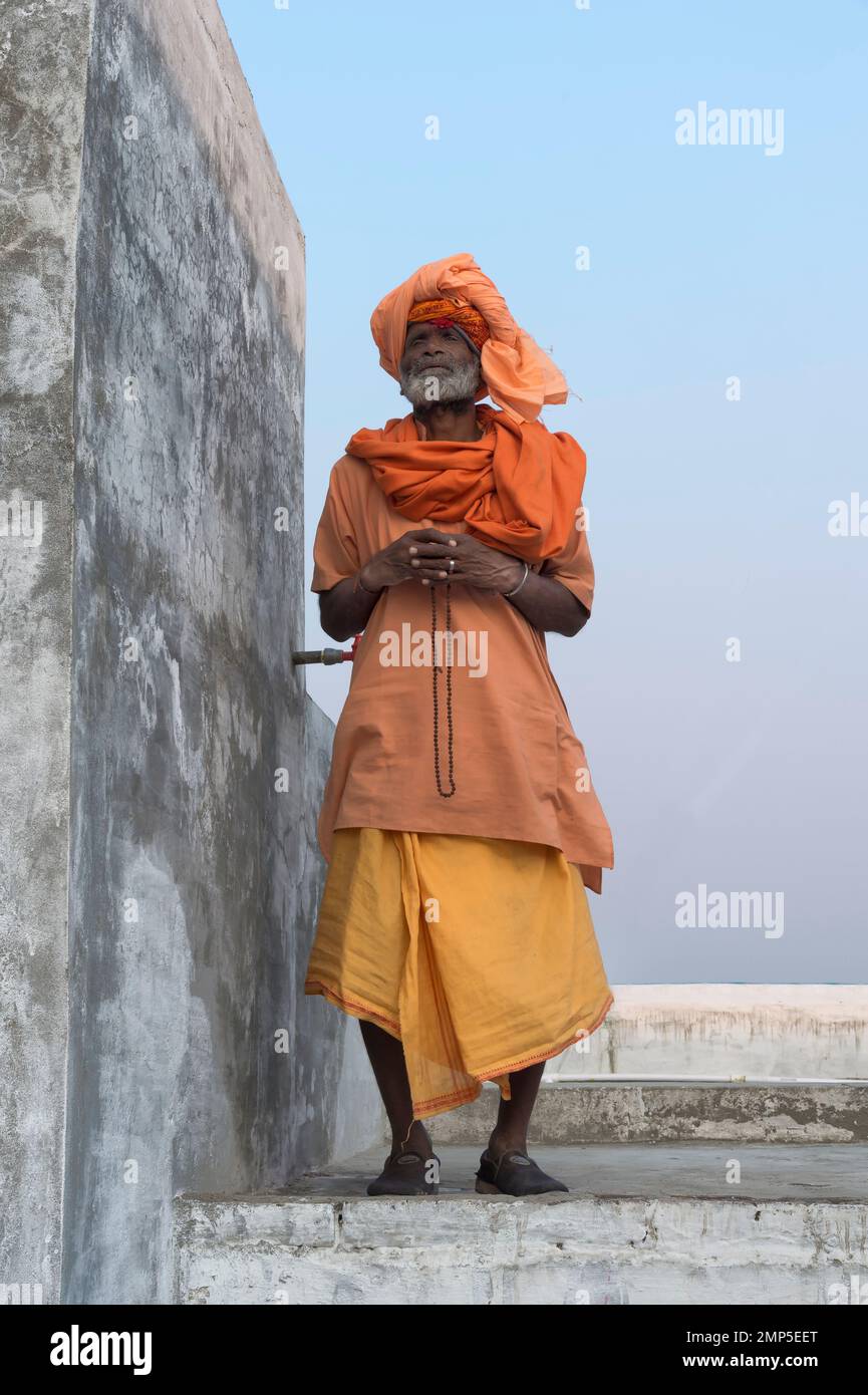 Sadhu in saffron colour garments, For Editorial Use Only, Allahabad ...