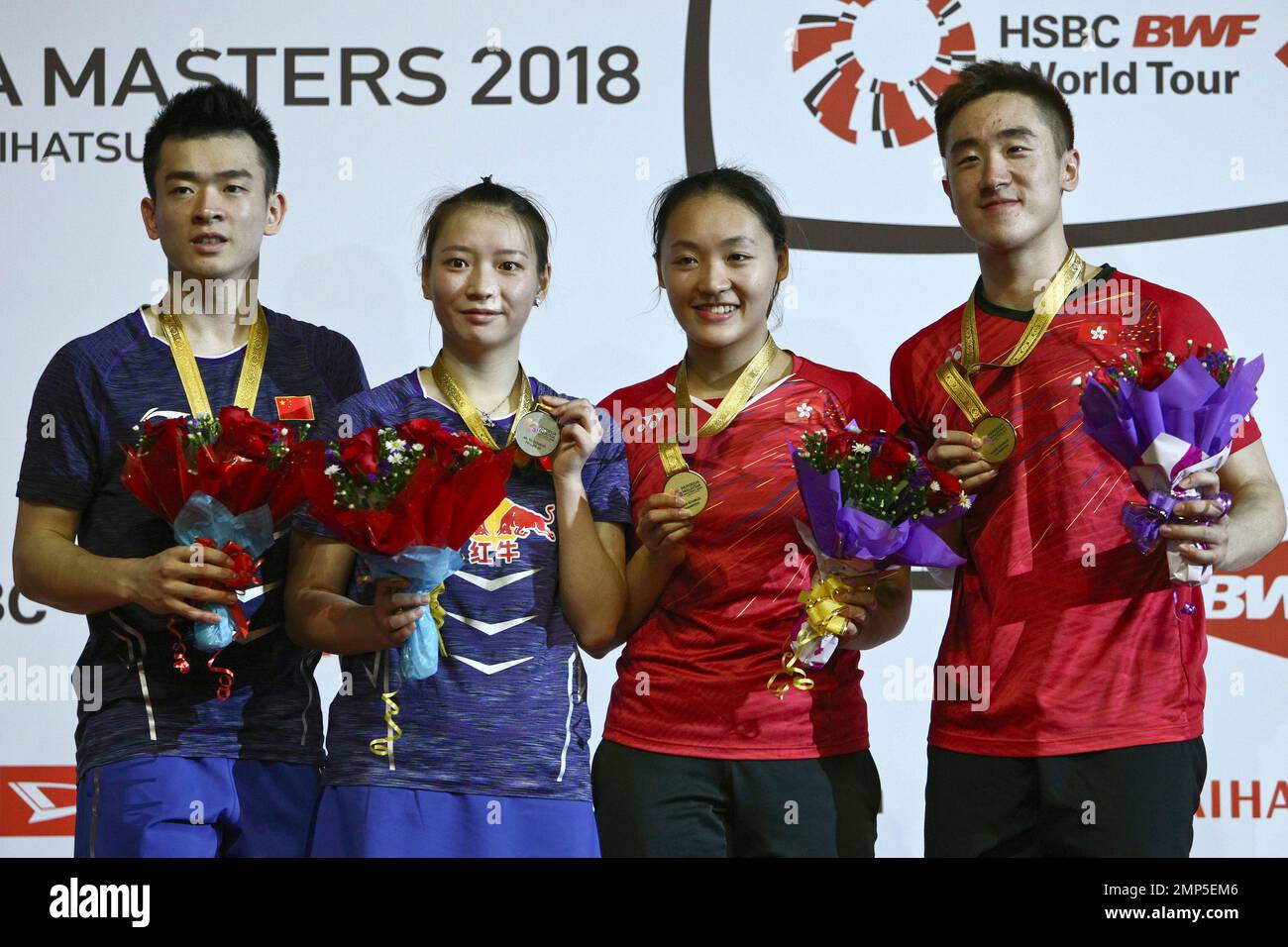 Hong Kong's Tse Ying Suet, second from right, and Tang Chun Man, right ...