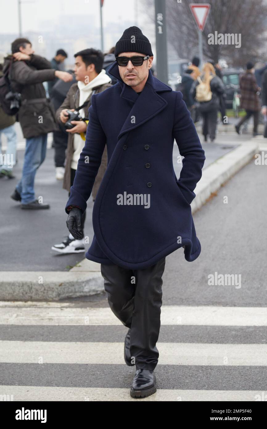 MILAN, ITALY - JANUARY 15, 2023: Alex Badia before Prada fashion show ...