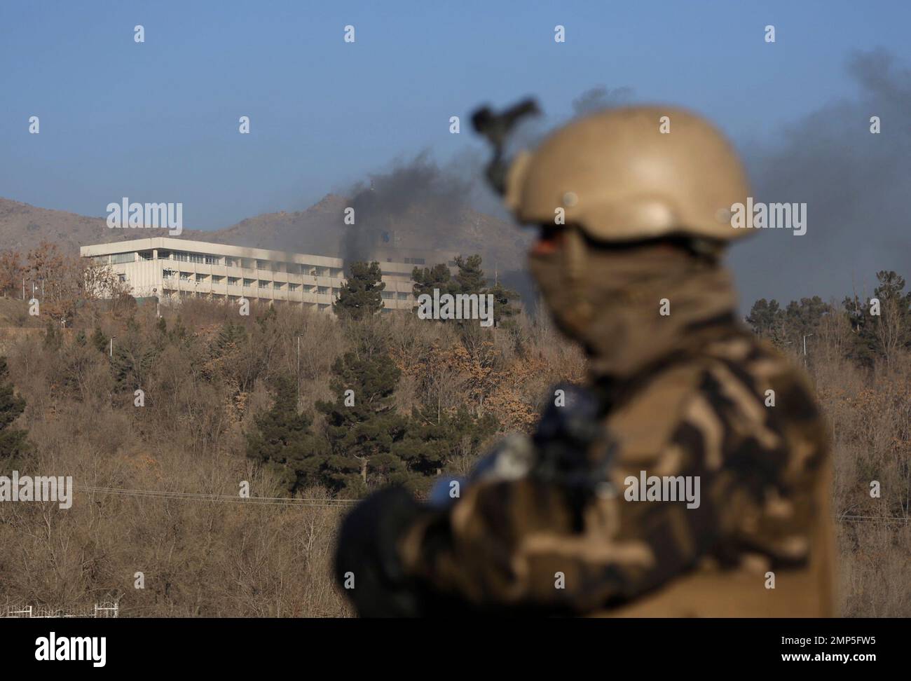 Black smke rises from the Intercontinental Hotel after an attack in ...