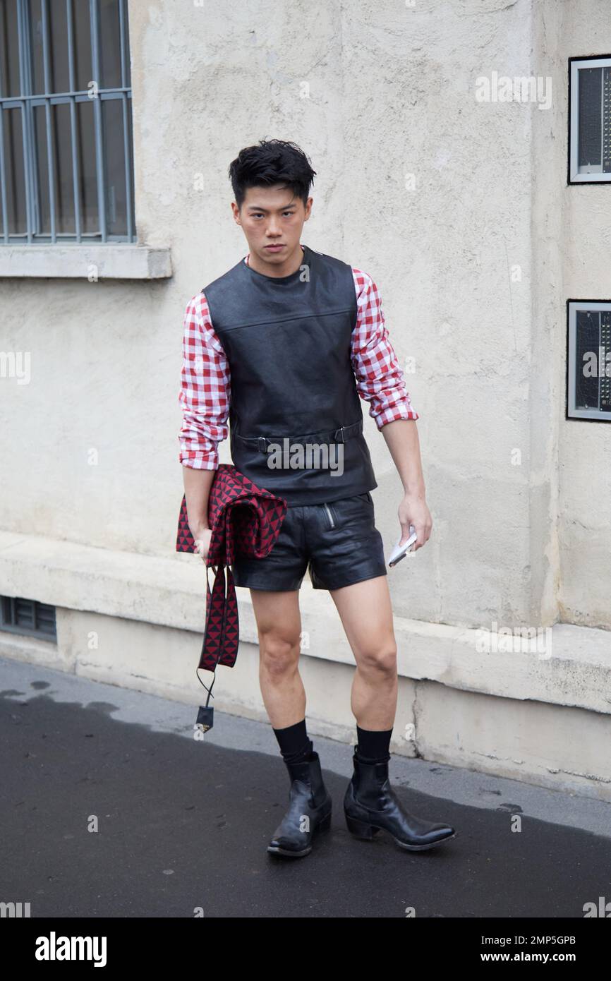 MILAN, ITALY - JANUARY 15, 2023: Cheng Chang Fan before Prada fashion ...
