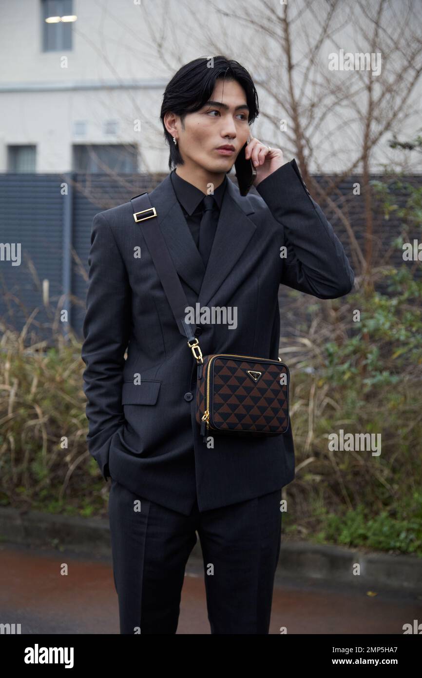 MILAN, ITALY - JANUARY 15, 2023: Shuzo Ohira before Prada fashion show ...