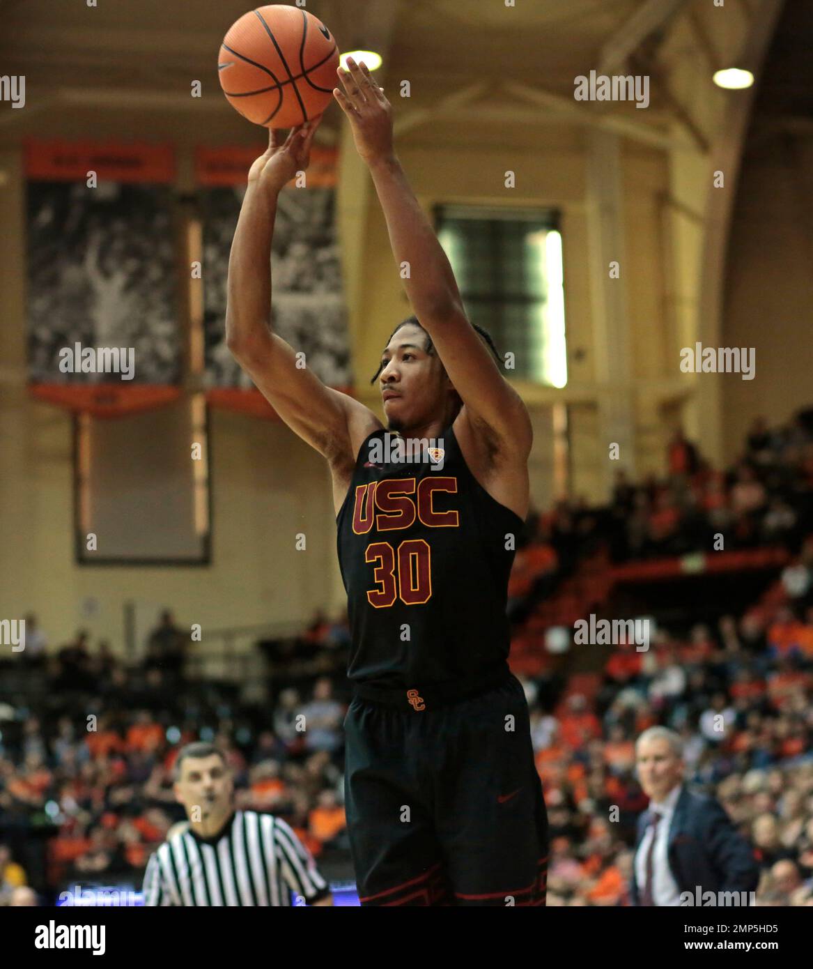 Southern California's Elijah Stewart (30) gets as shot in the second ...