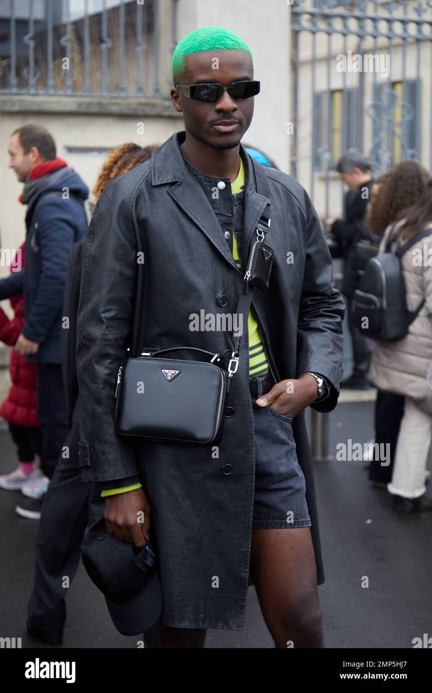MILAN, ITALY - JANUARY 15, 2023: Dan Clement before Prada fashion show ...