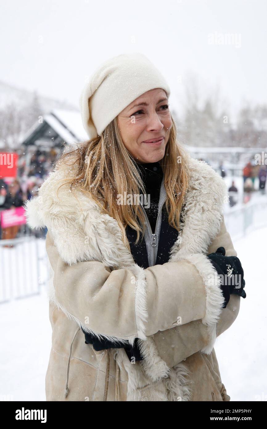 Actress Maria Bello reacts as she listens to a spoken word poem that ...