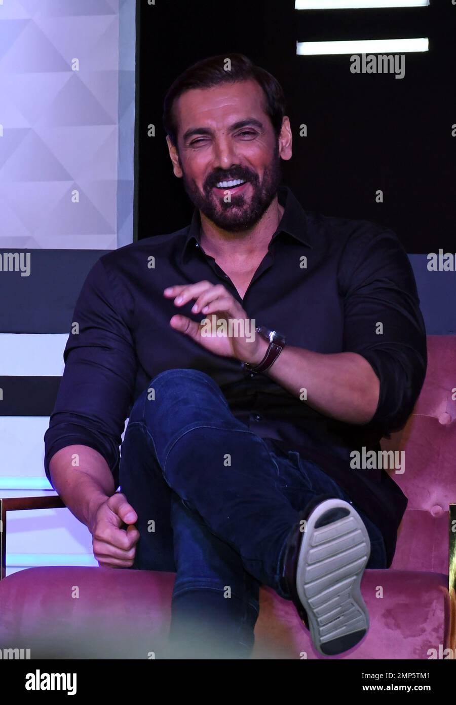 Bollywood actor John Abraham smiles during the success press conference ...
