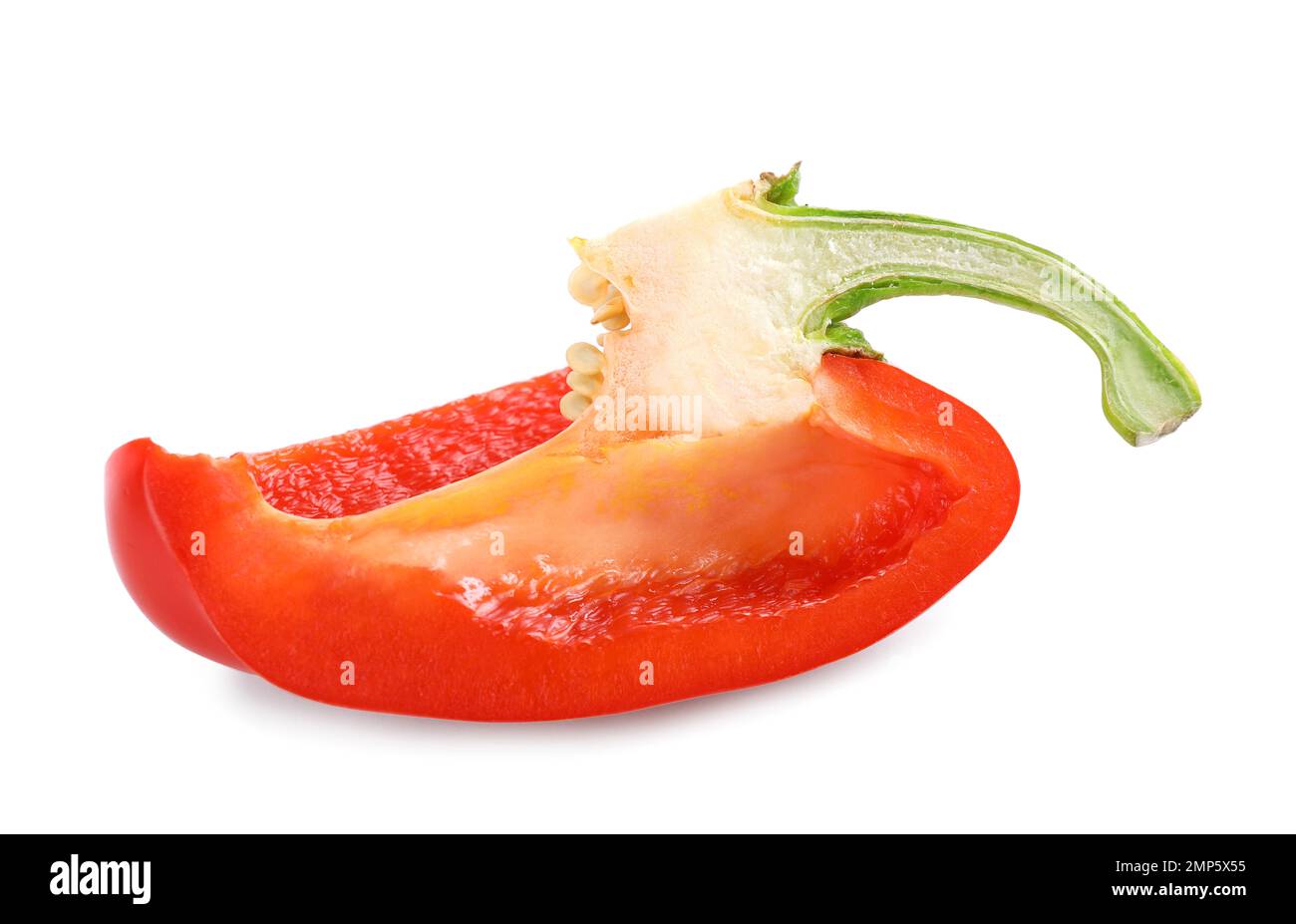 Slice of red bell pepper isolated on white Stock Photo - Alamy