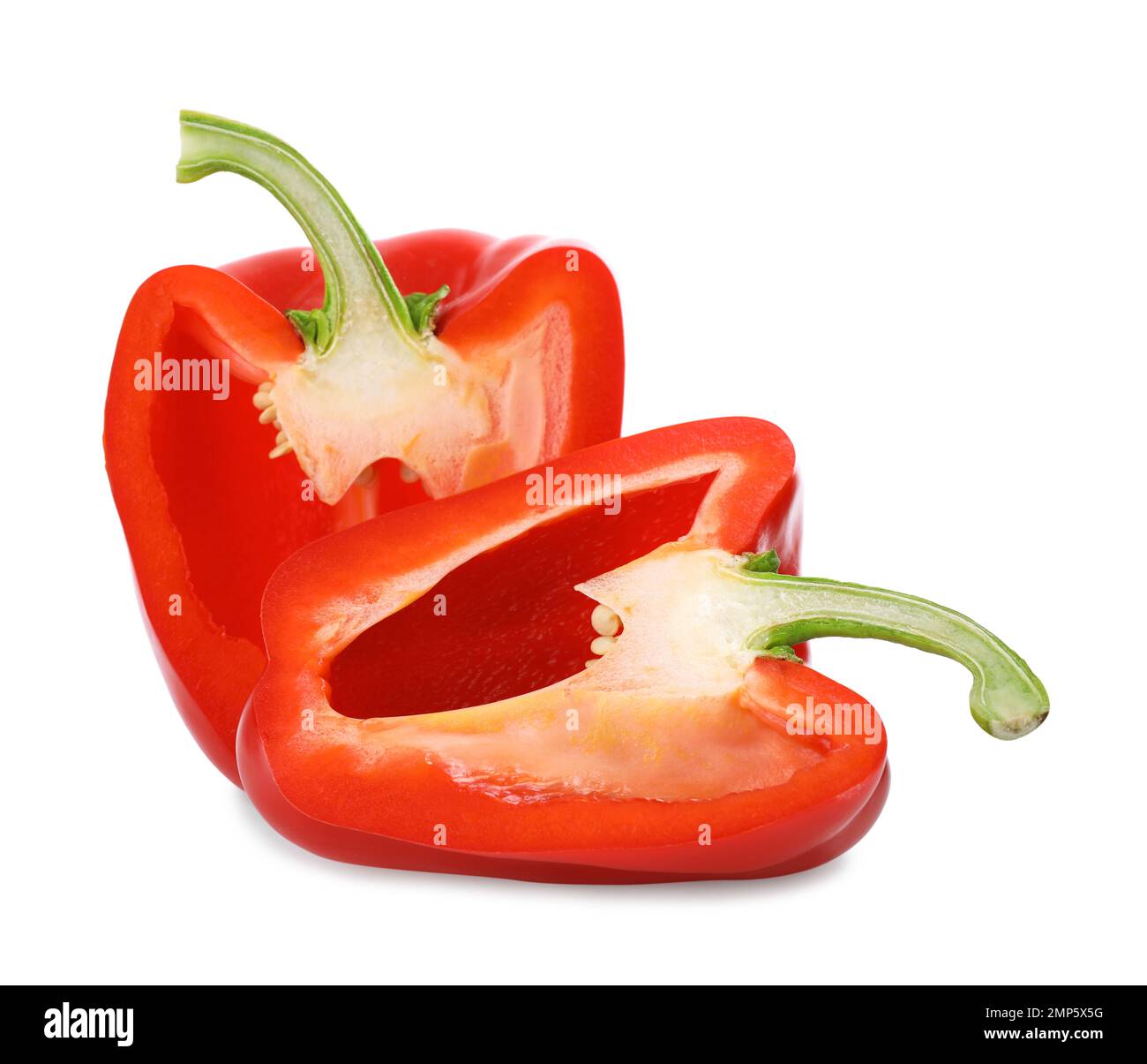 Cut red bell pepper isolated on white Stock Photo - Alamy
