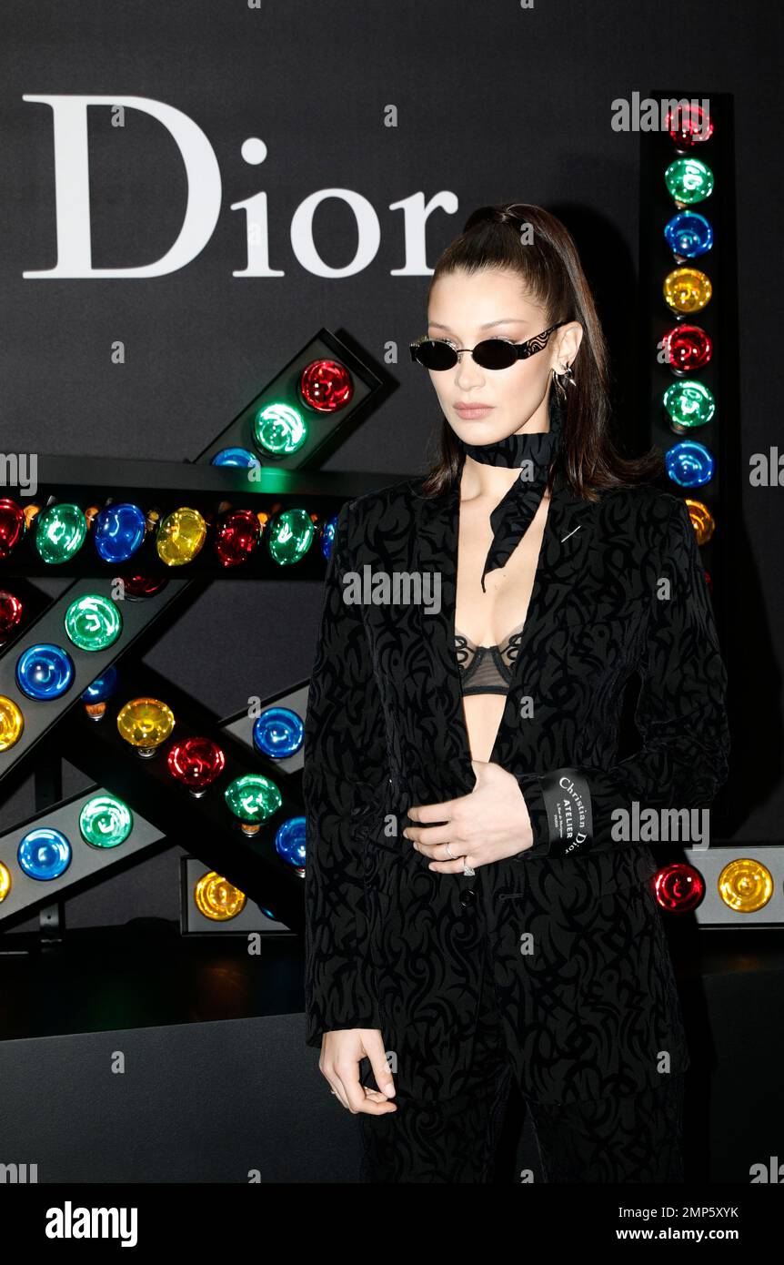 Model Bella Hadid poses during a photocall before Dior 's men's Fall ...