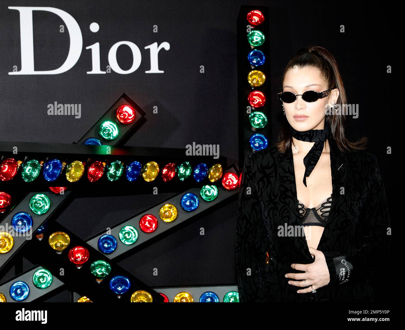 Model Bella Hadid poses during a photocall before Dior 's men's Fall ...