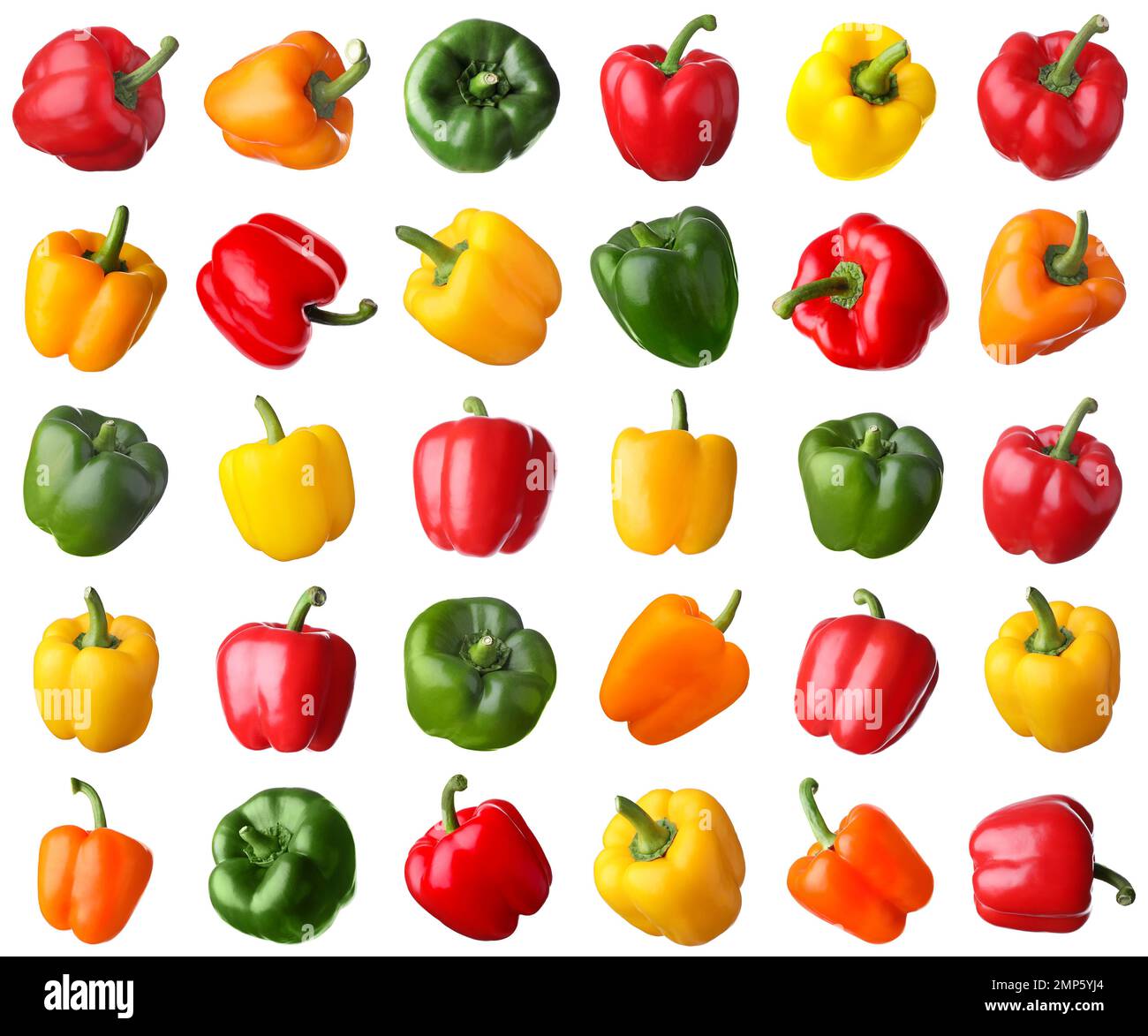 Set of different ripe bell peppers on white background Stock Photo - Alamy