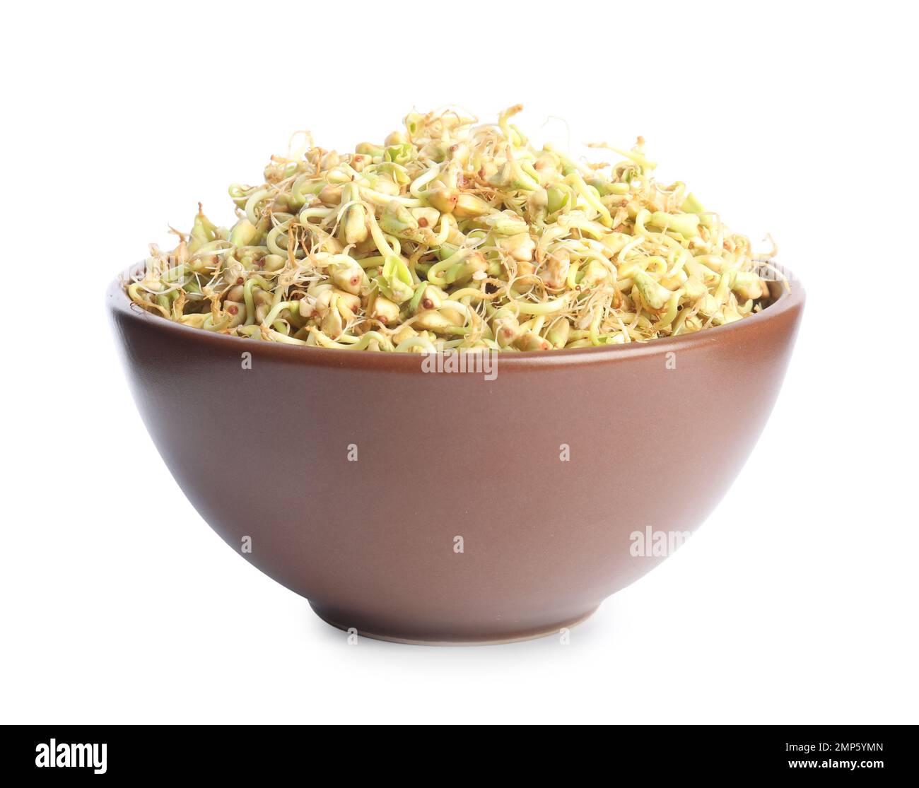 Bowl of sprouted green buckwheat isolated on white Stock Photo - Alamy
