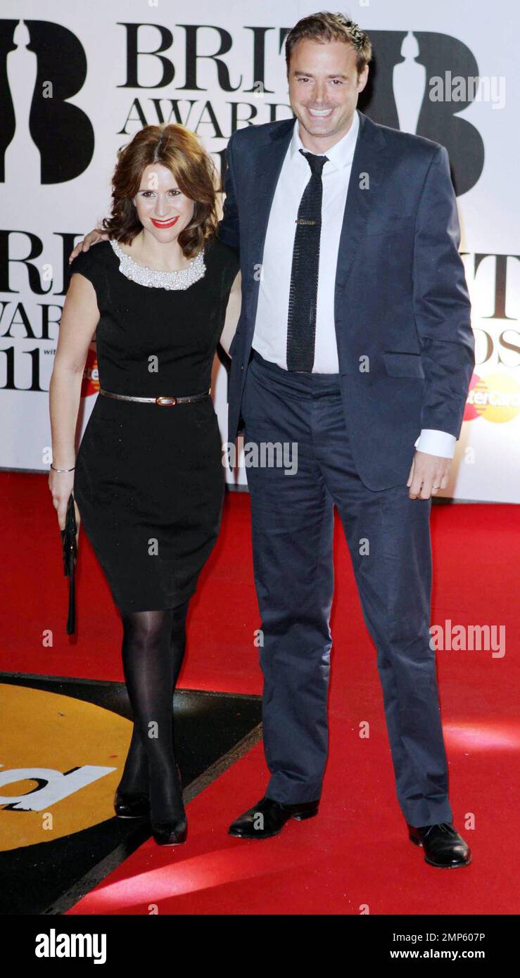 Jamie Theakston and wife at the Brit Awards held at the O2 Arena ...