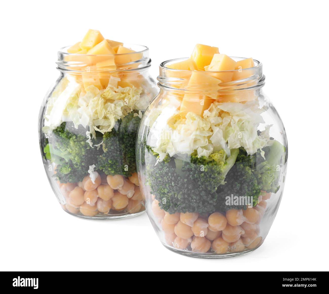 Healthy salad in glass jars isolated on white Stock Photo - Alamy
