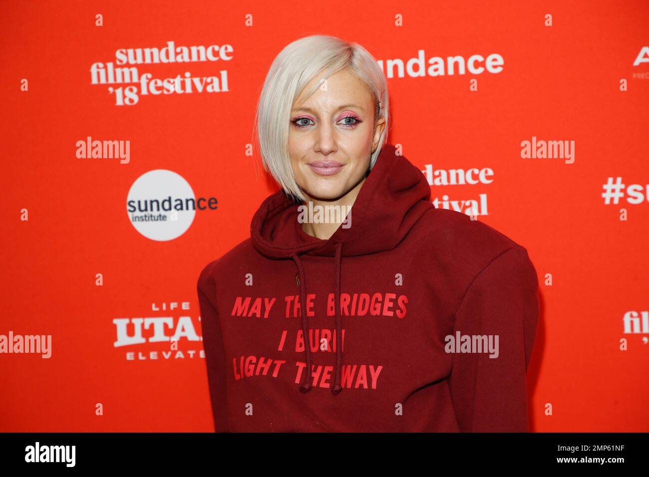 Actress Andrea Riseborough poses at the premiere of "Mandy" during the ...