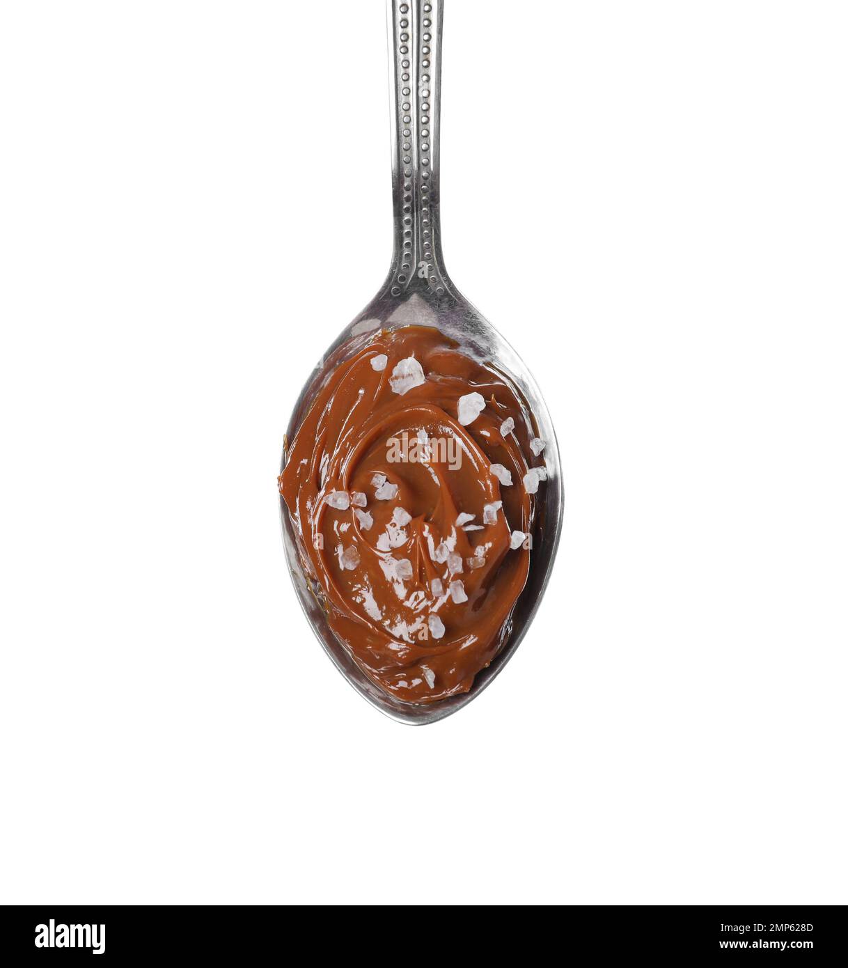 Salted caramel in spoon isolated on white Stock Photo - Alamy