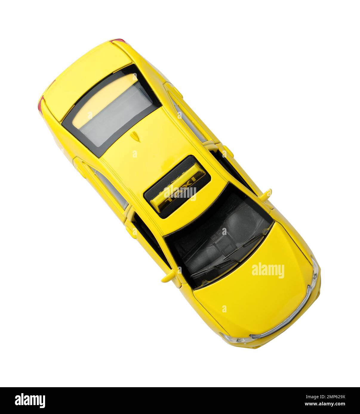 Yellow taxi car model on white background, top view Stock Photo - Alamy