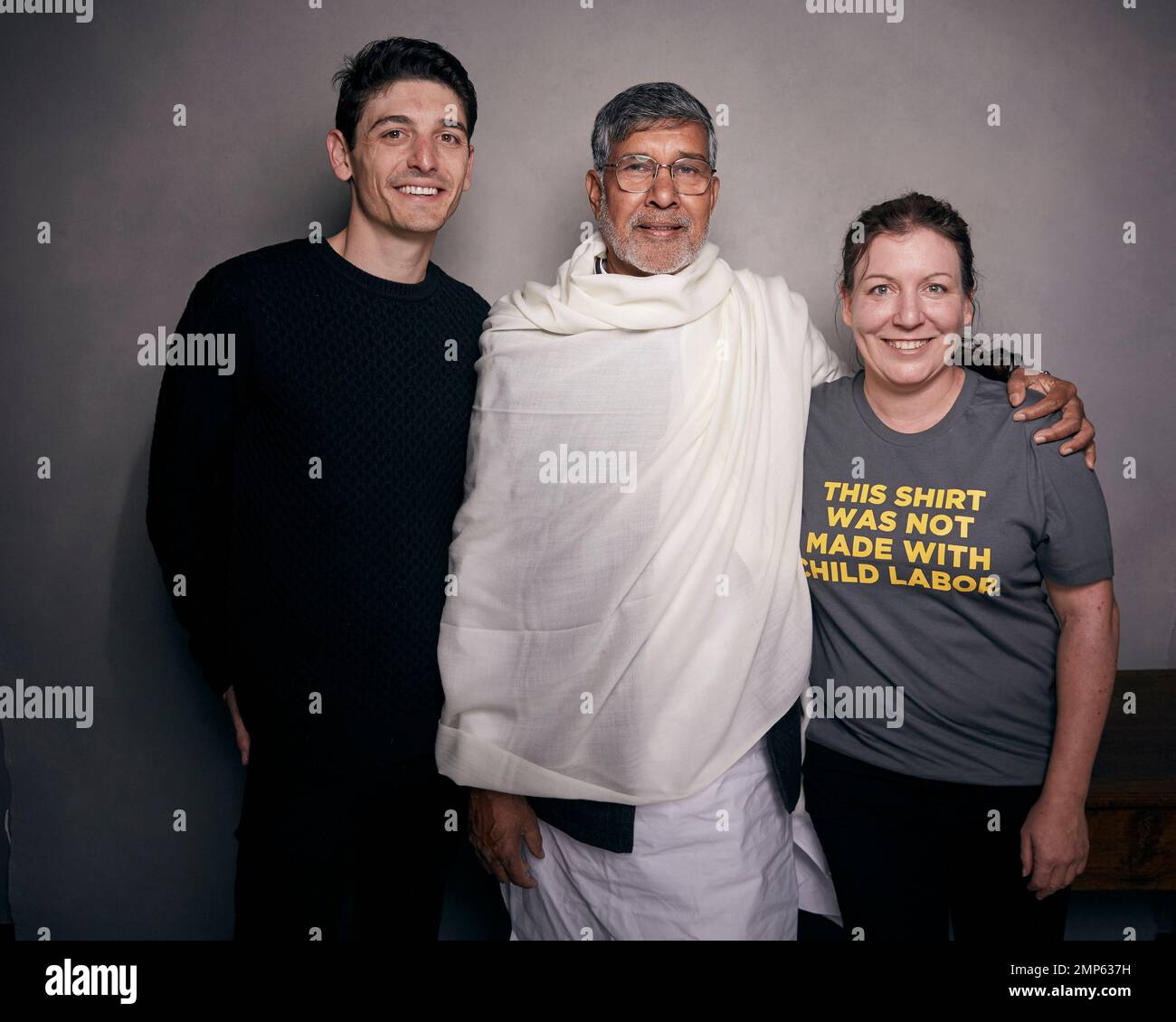 Director Derek Doneen, Kailash Satyarthi and producer Sarah Anthony ...