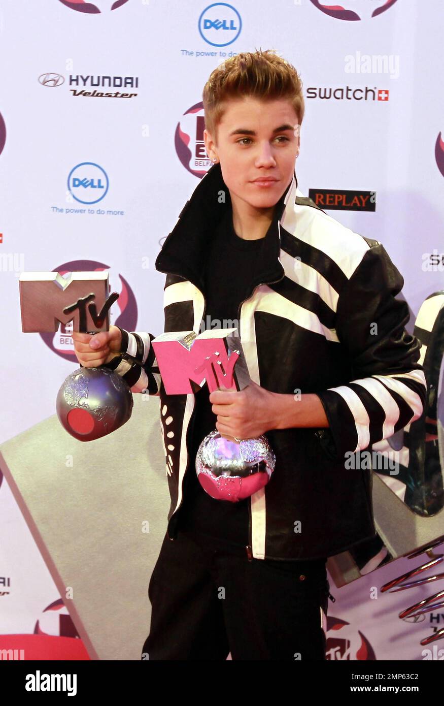 Justin Bieber at the MTV Europe Music Awards 2011 at the Odyssey Arena ...