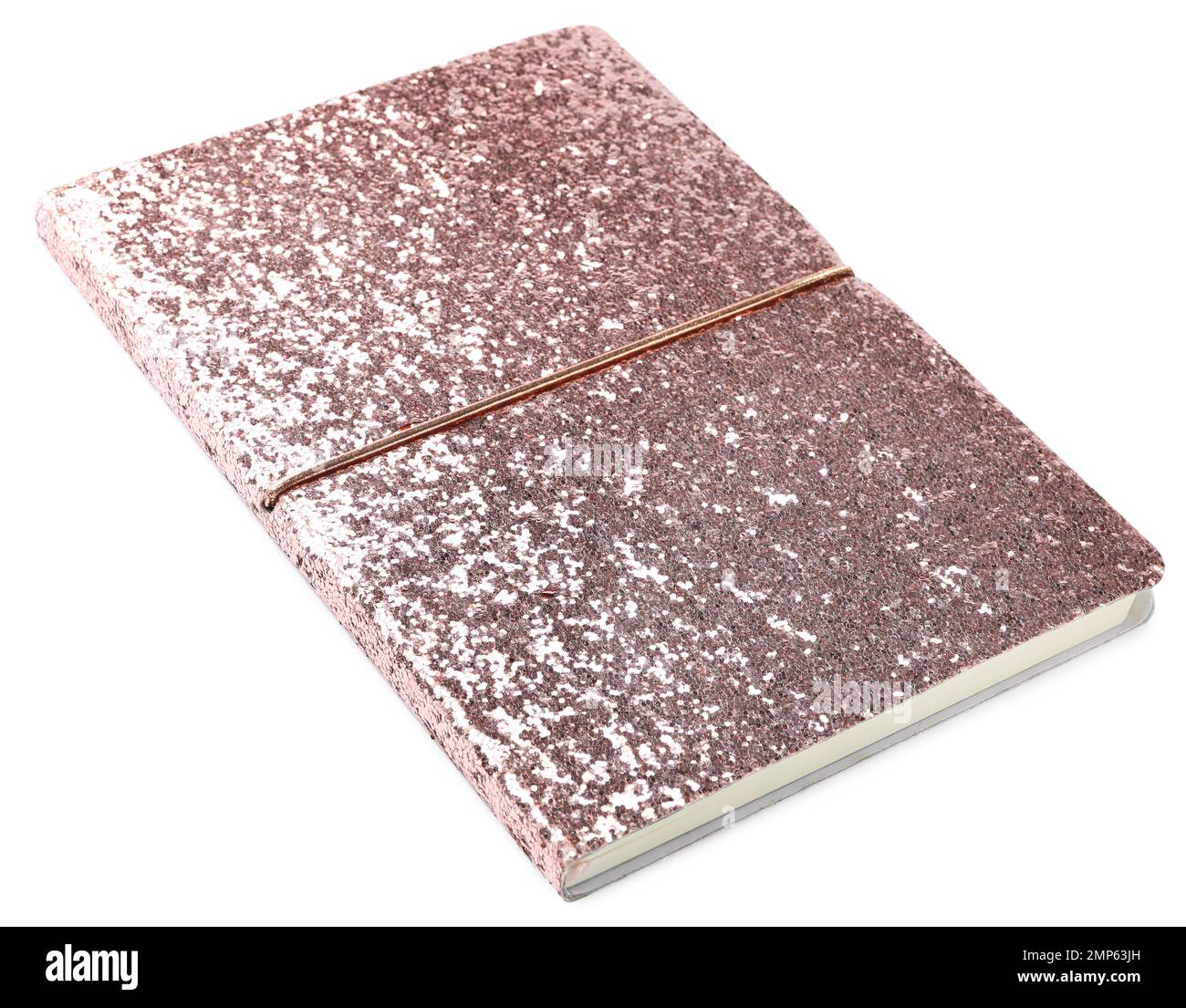 Stylish pink glitter notebook isolated on white Stock Photo - Alamy