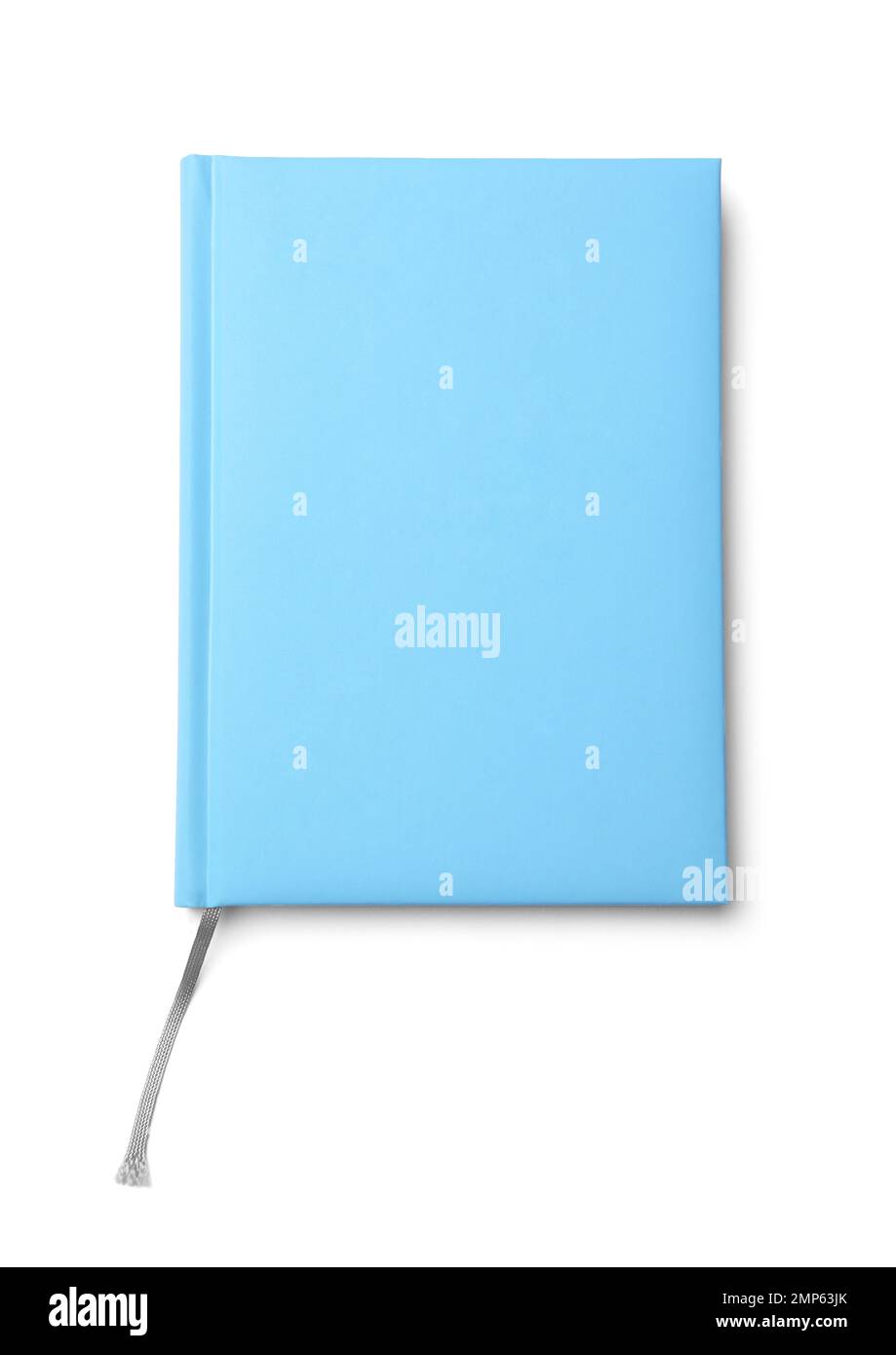 Stylish light blue notebook isolated on white, top view Stock Photo - Alamy