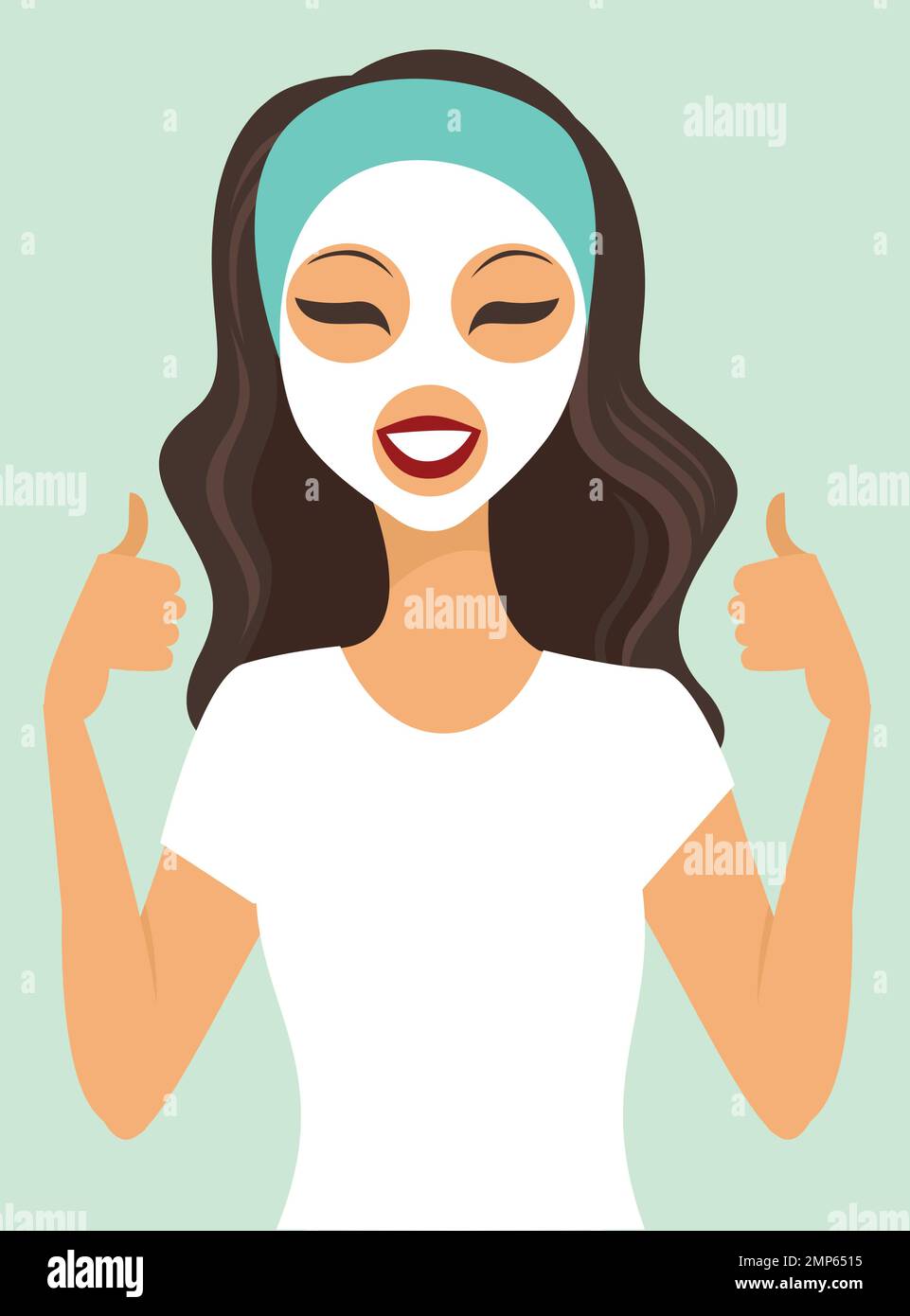 Young girl applying white beauty mask vector Stock Vector Image & Art ...