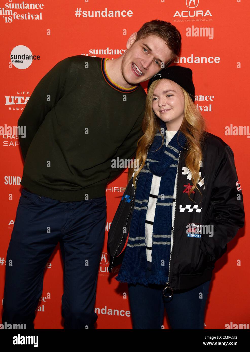Bo Burnham, left, writer/director of "Eighth Grade," poses with cast ...
