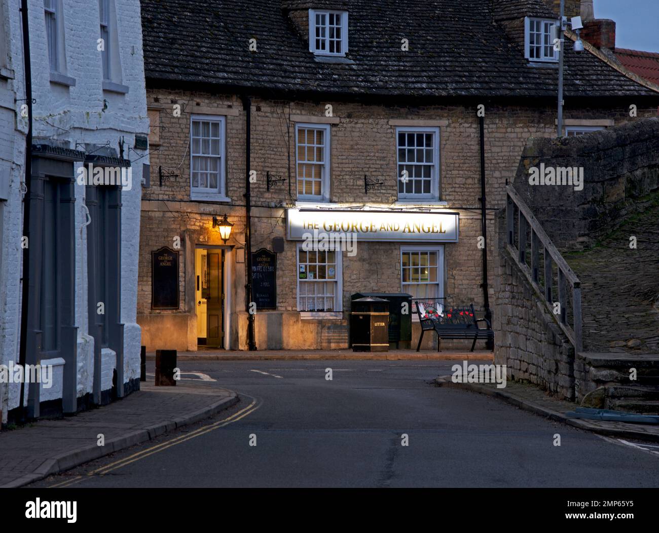 The George and Angel pub, Crowland, Lincolshire, England UK Stock Photo ...