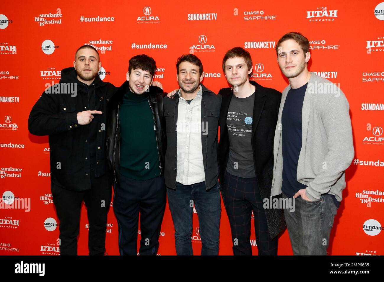 Writer and director Bart Layton, center, poses with actors from left to ...