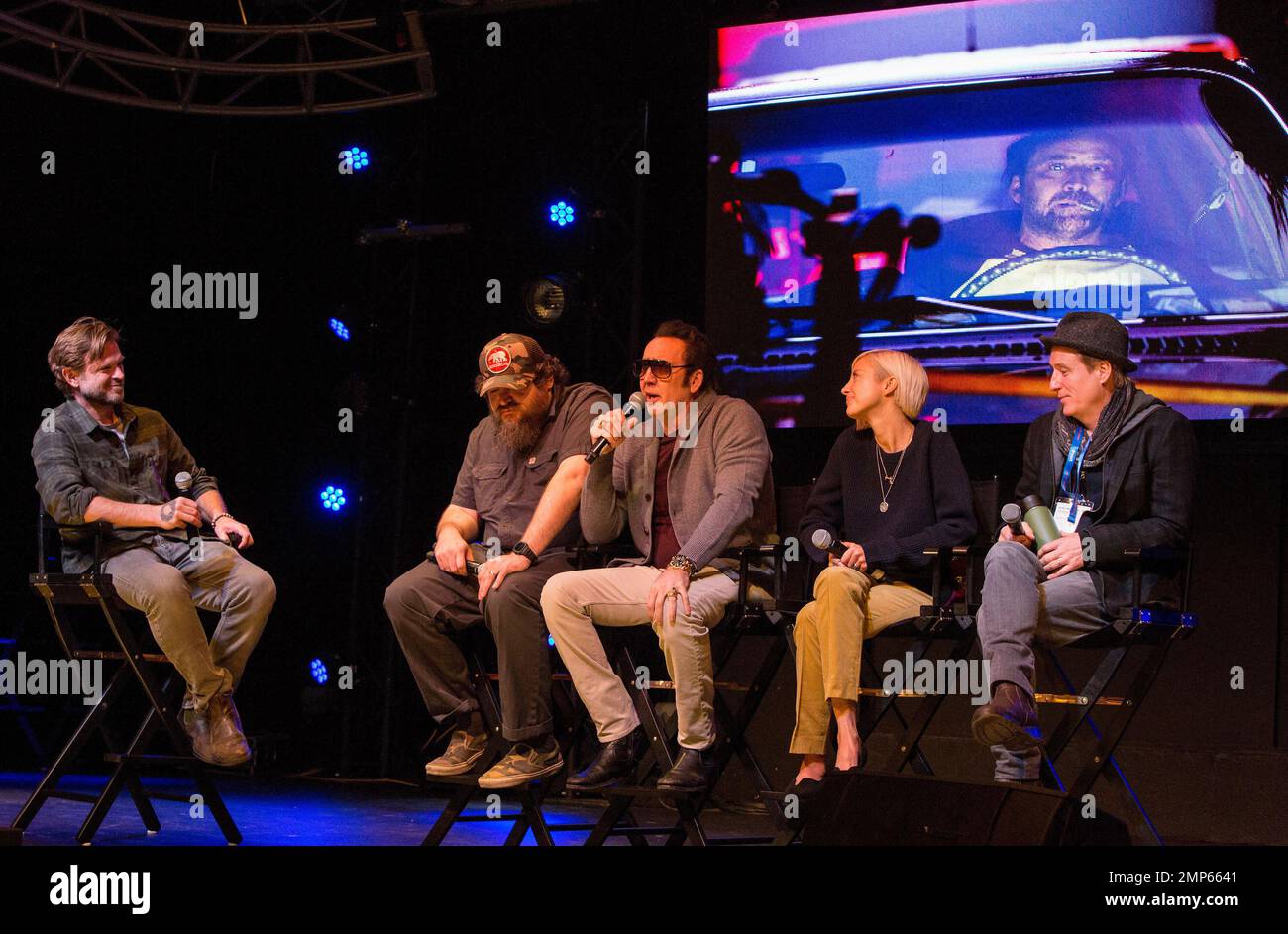Josh Waller, Panos Cosmato, Nicolas Cage, Andrea Risebough and Linus ...