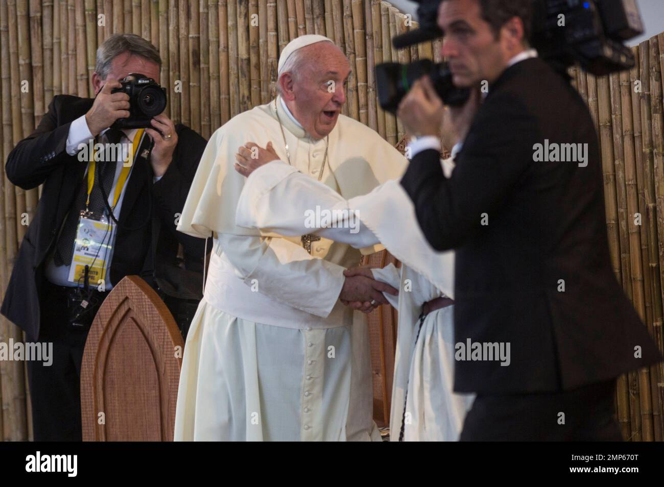 Pope Francis greets Father Bruno Cadore of the Dominican Order upon his ...