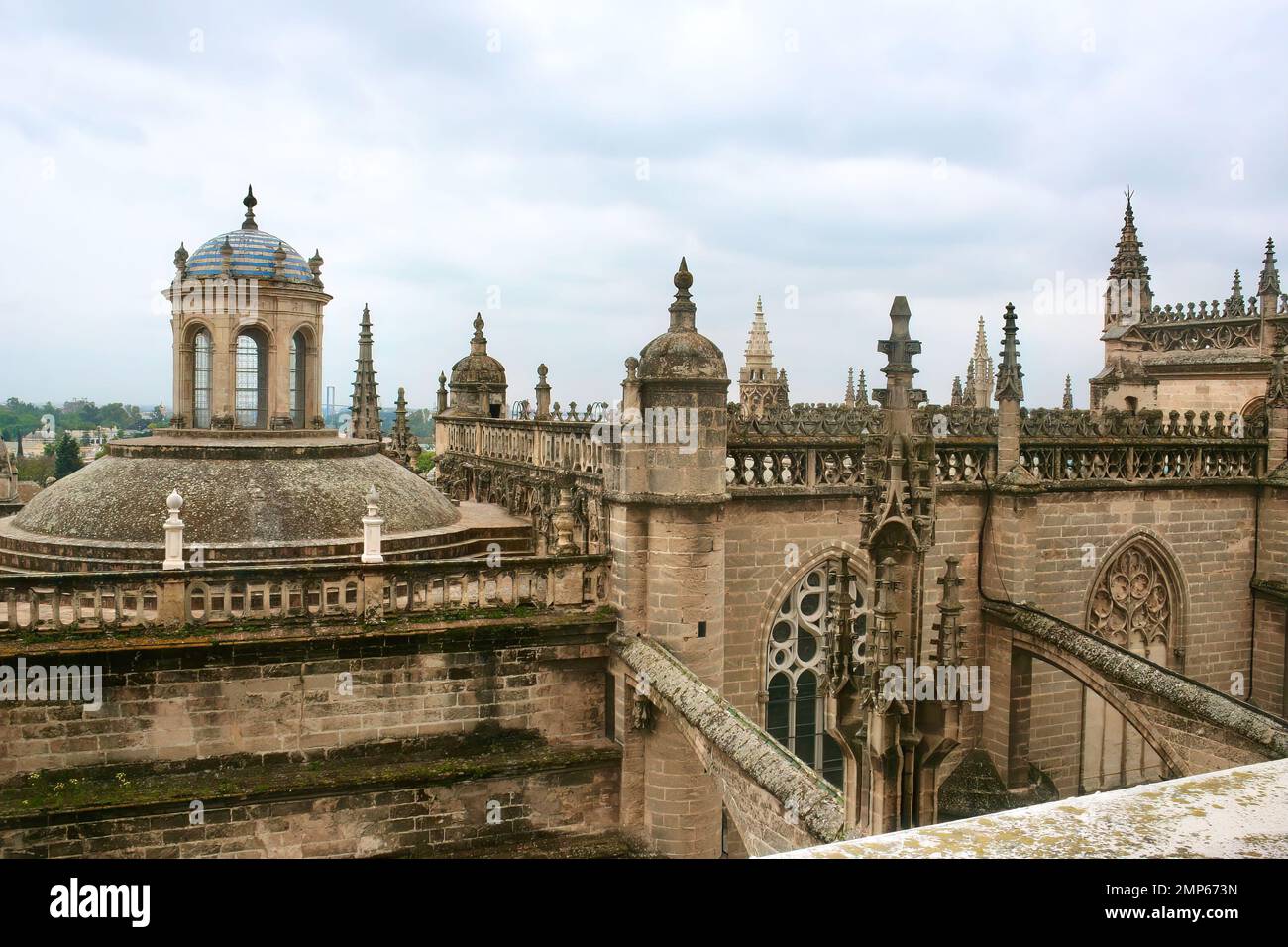 Rooftop view across the Cathedral of Saint Mary of the See Seville ...