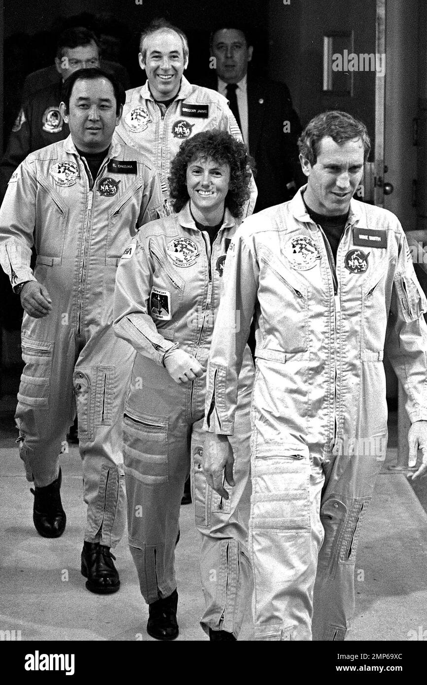 FILE - In this Jan. 28, 1986 file photo, four crew members of the space ...