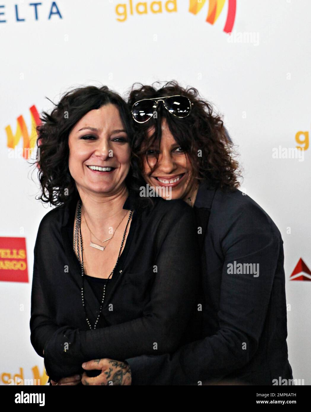 Sara Gilbert and Linda Perry at the 23rd Annual GLAAD Media Awards held ...
