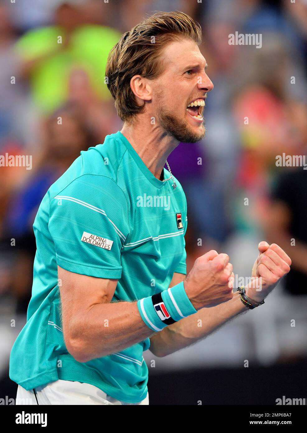 Italy's Andreas Seppi celebrates after defeating Croatia's Ivo Karlovic ...
