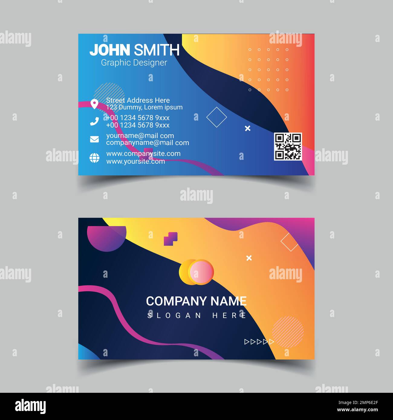 Professional business card design template for company or business. Two ...