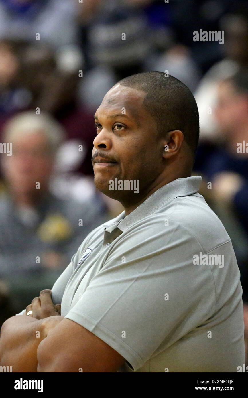 The Ranney School's head coach Thahj Holden is seen against Mount Saint ...