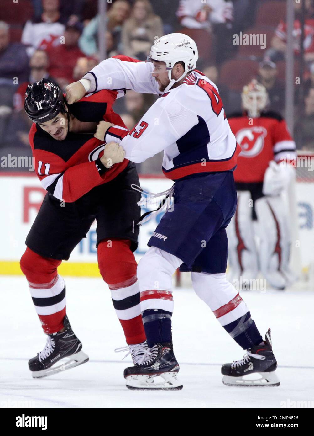 New Jersey Devils center Brian Boyle (11) and Washington Capitals right ...