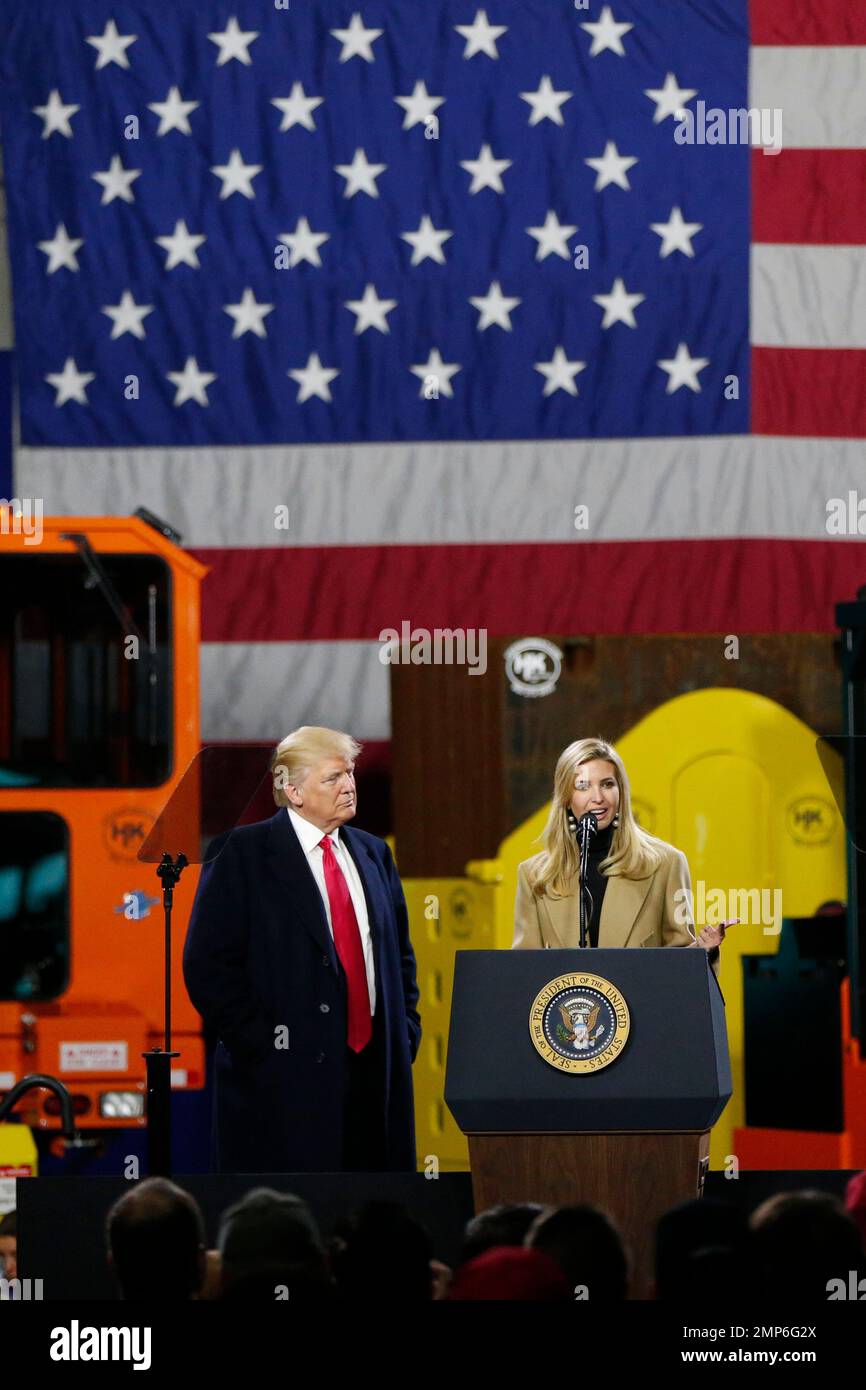 President Donald Trump, left, stands beside his daughter Ivanka Trump ...