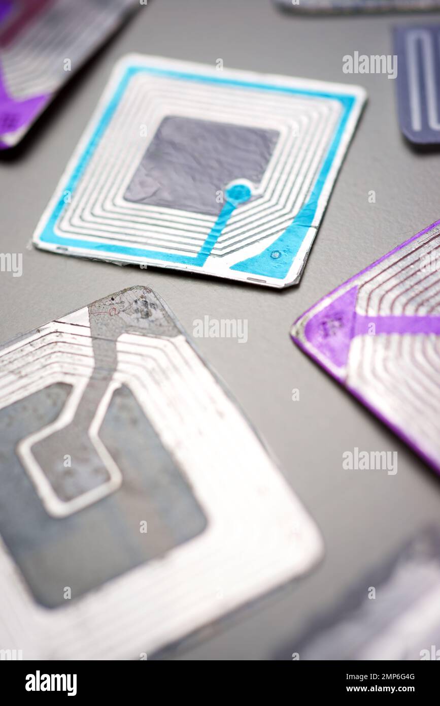Rfid tags on a table Stock Photo - Alamy