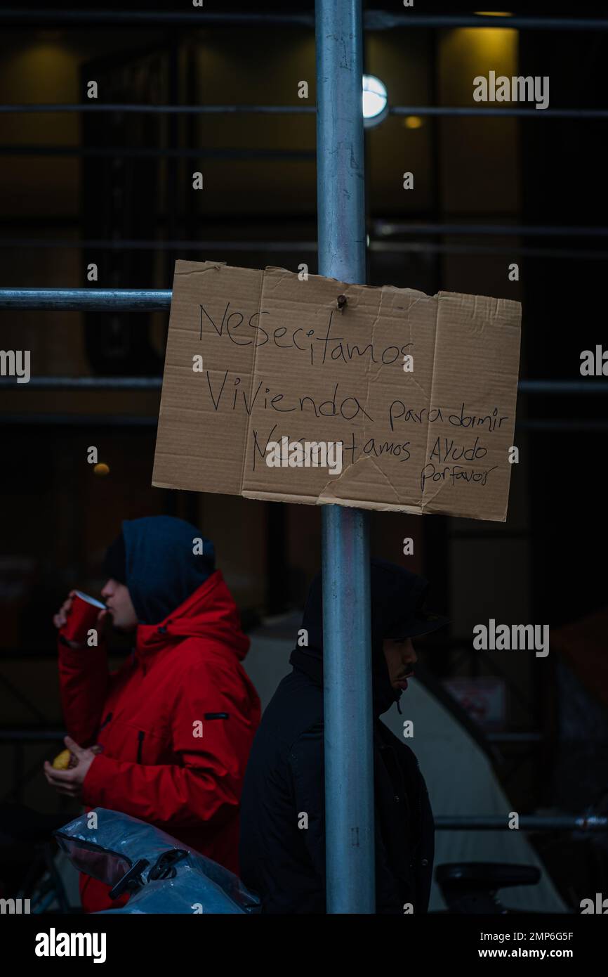 Many migrants refused to leave the Watson hotel and set up tents ...