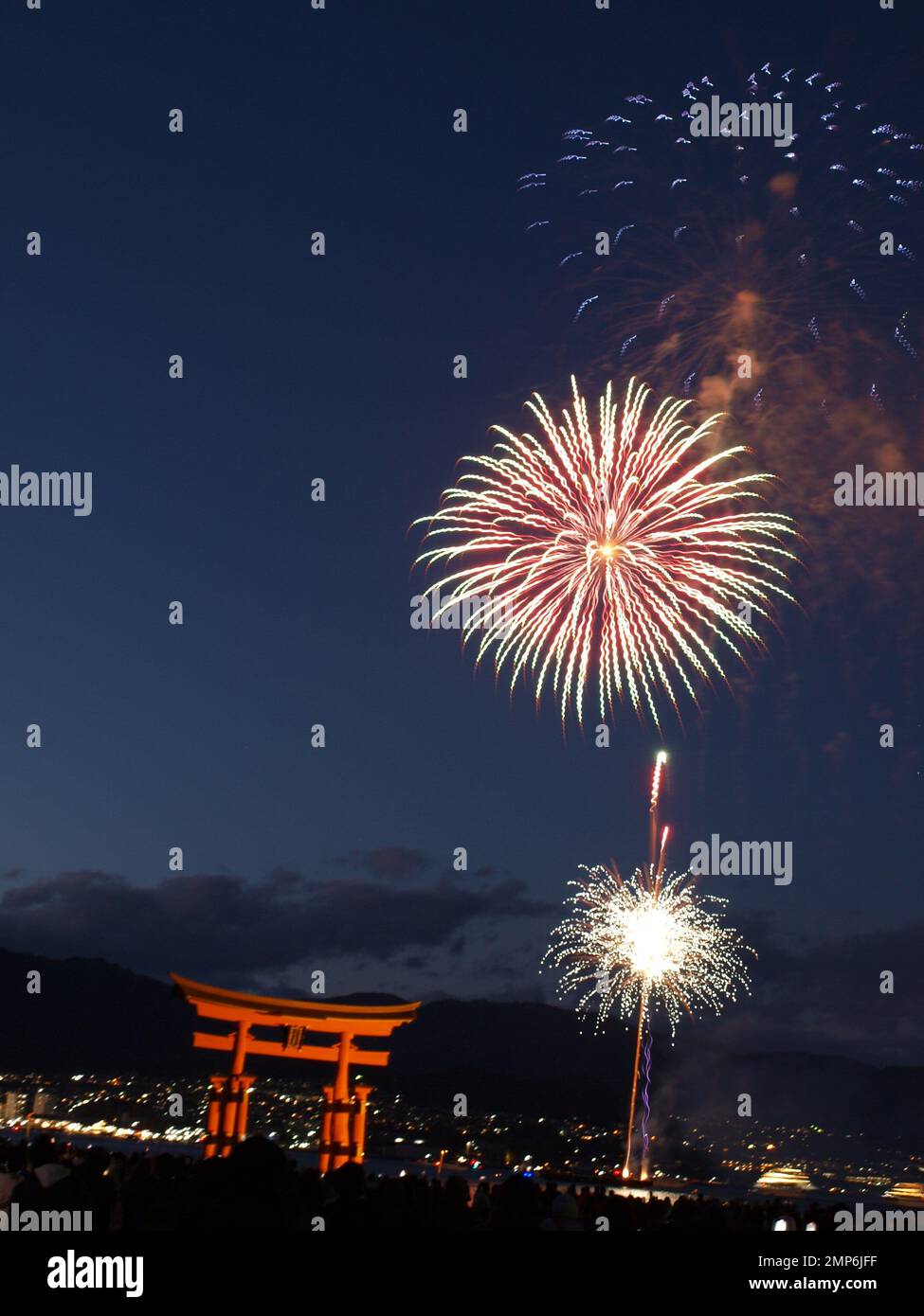 Japan Fireworks in a Temple Stock Photo - Alamy