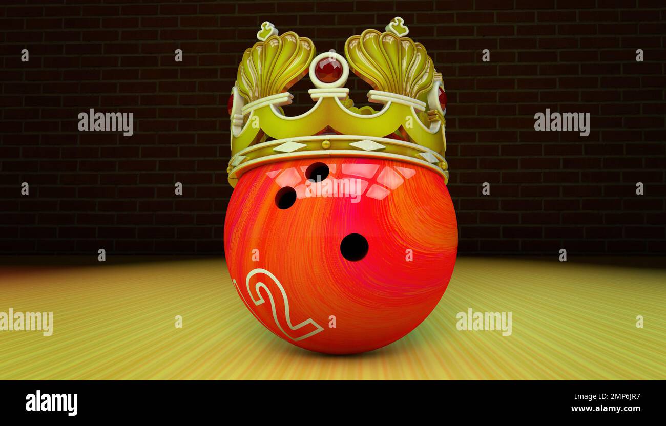 bowling ball in a crown on a black background on a bowling lane Stock ...