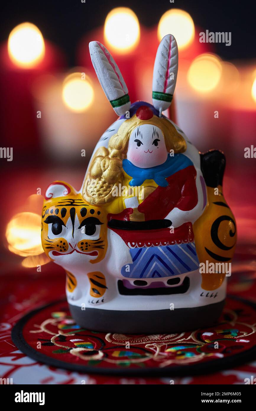 Chinese traditional handmade craftwork 'Tu'er Ye' or Rabbit God Stock ...