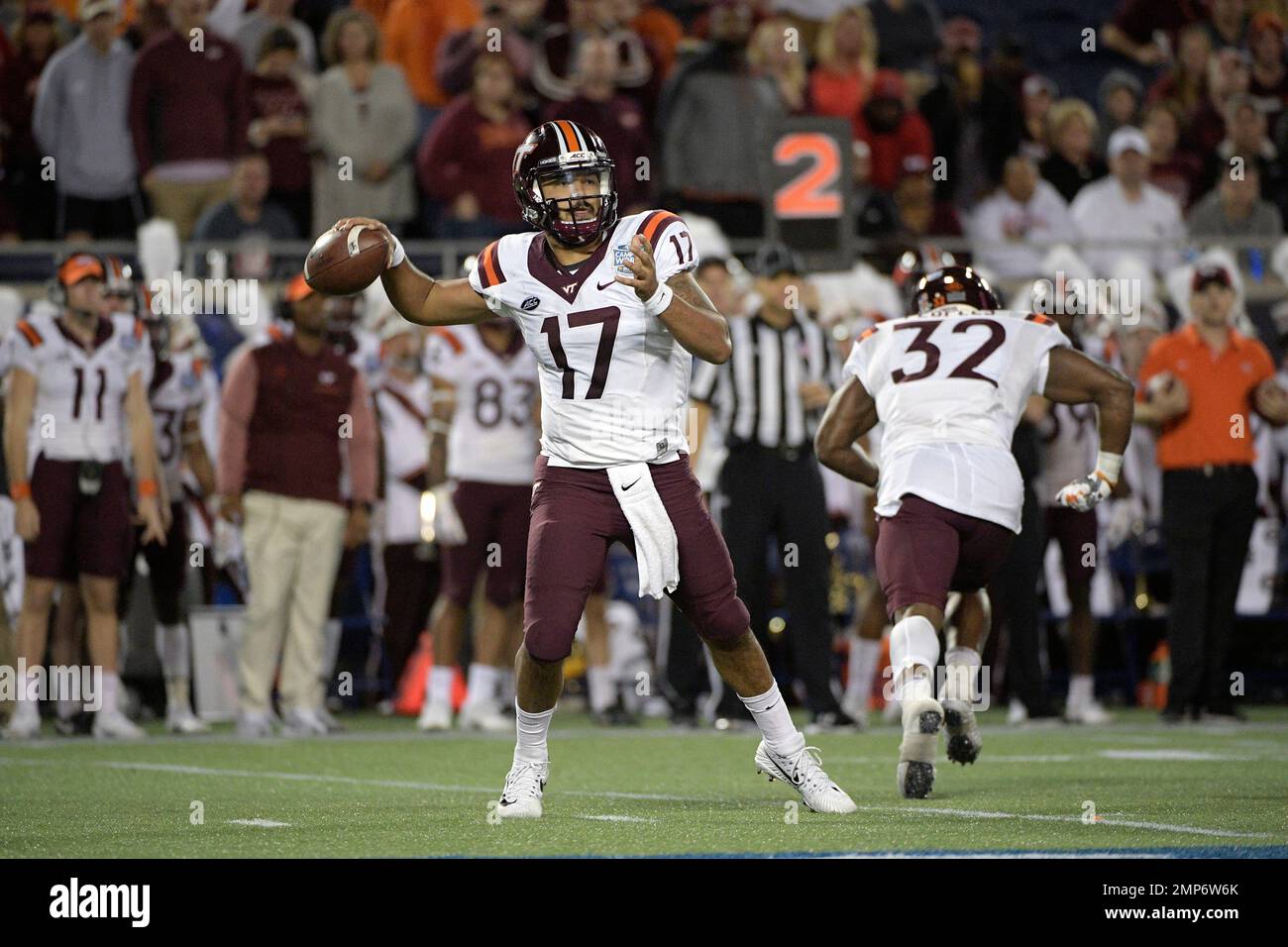 Virginia Tech quarterback Josh Jackson (17) sets up to throw a pass ...