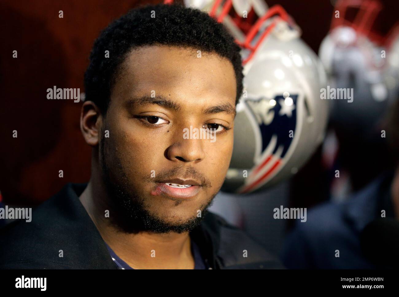 New England Patriots defensive tackle Adam Butler faces reporters in ...