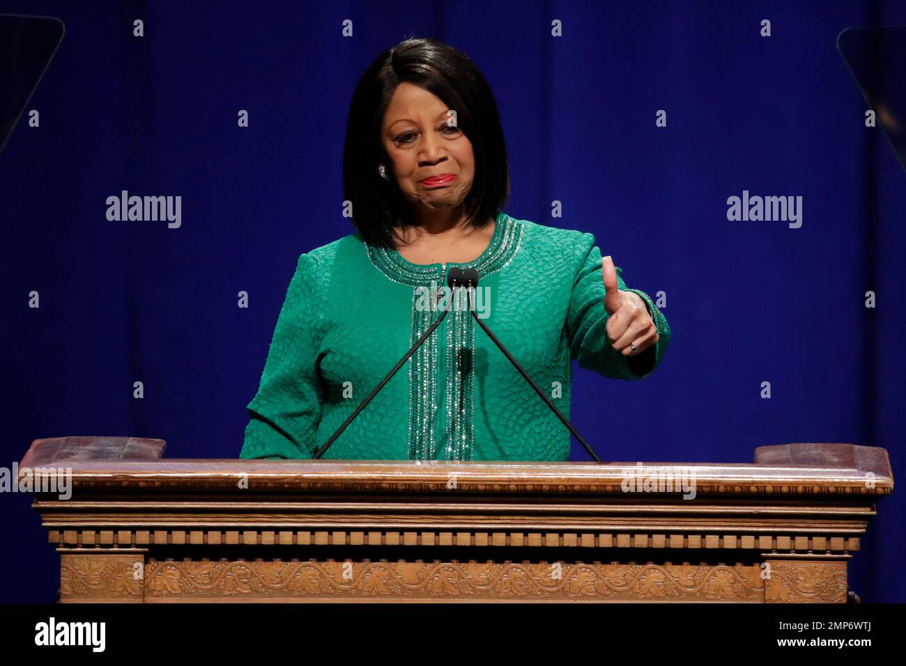 Sheila Oliver gestures while giving a speech moments after being sworn ...
